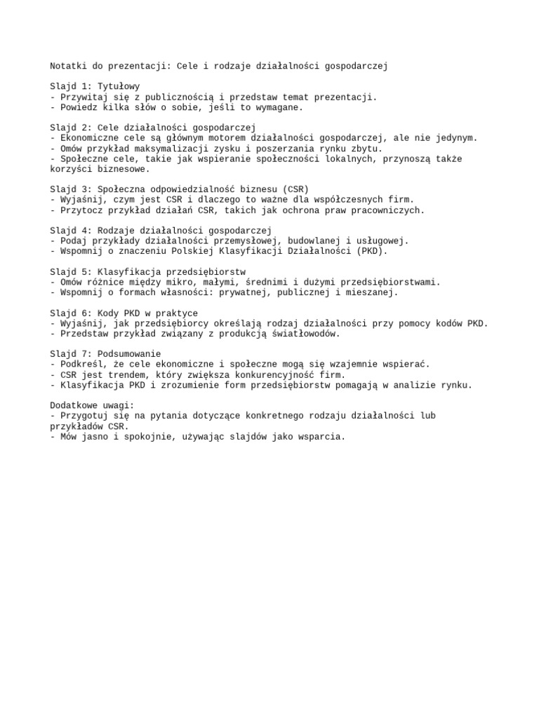 Notatka Do Prezentacji | PDF
