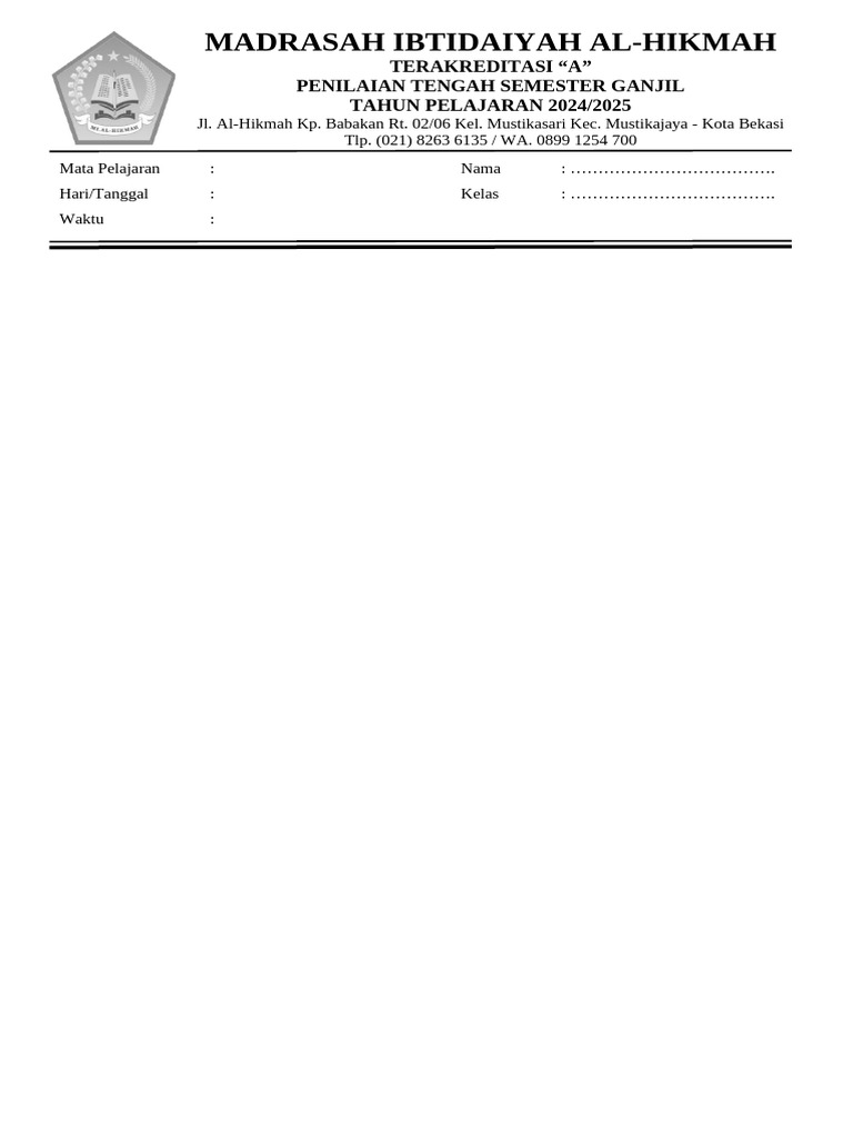 Format Penilaian PTS Ganjil | PDF