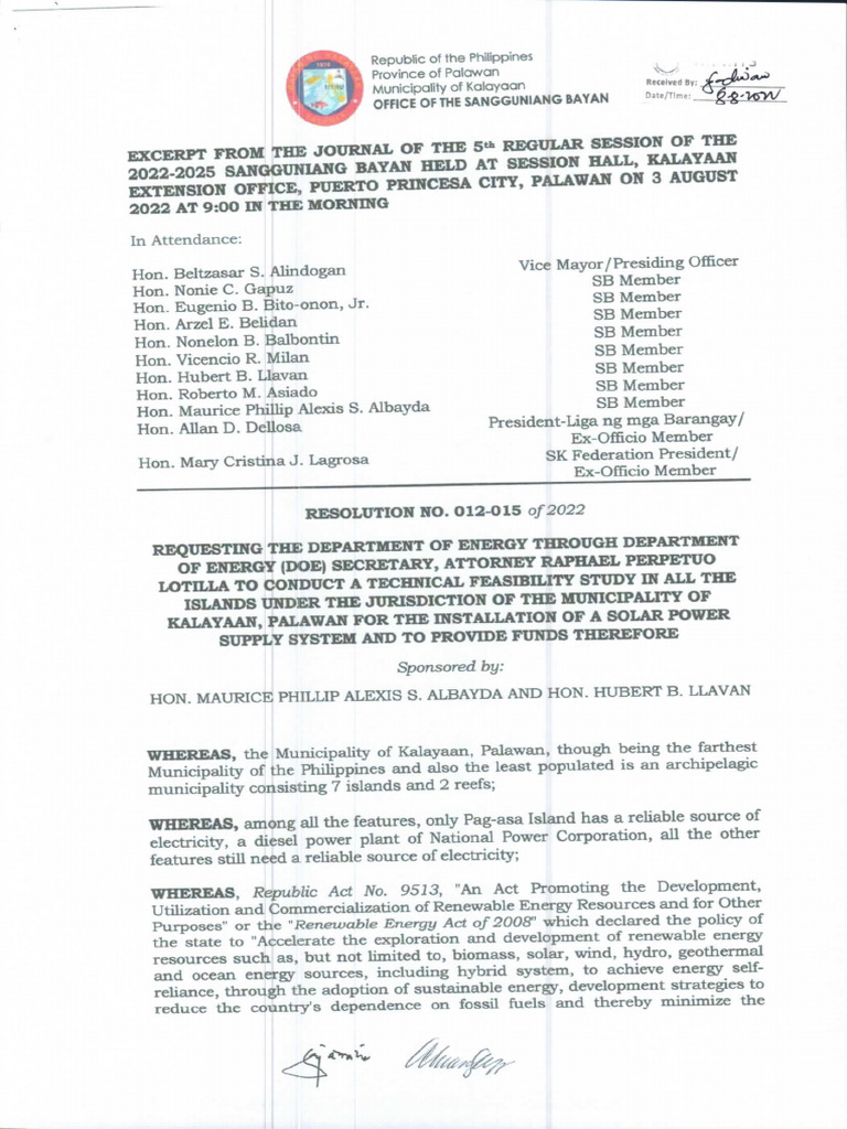 Resolution No 012-15 2022 | PDF