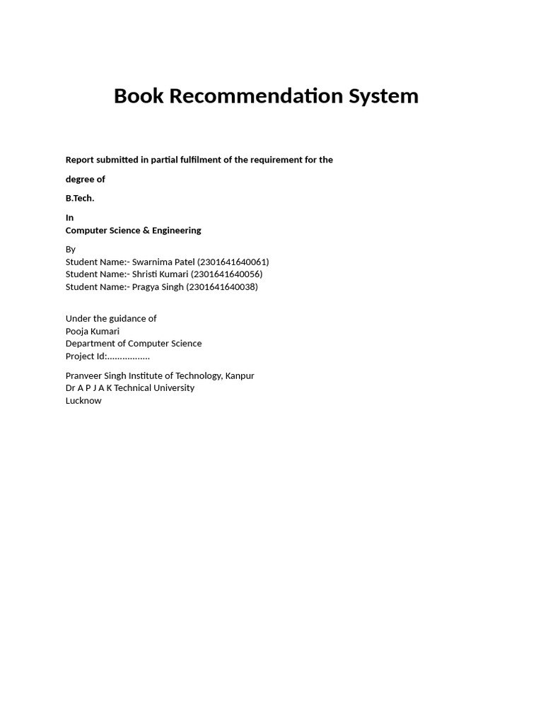 Book Recommendation System | PDF | Computing | Information Science