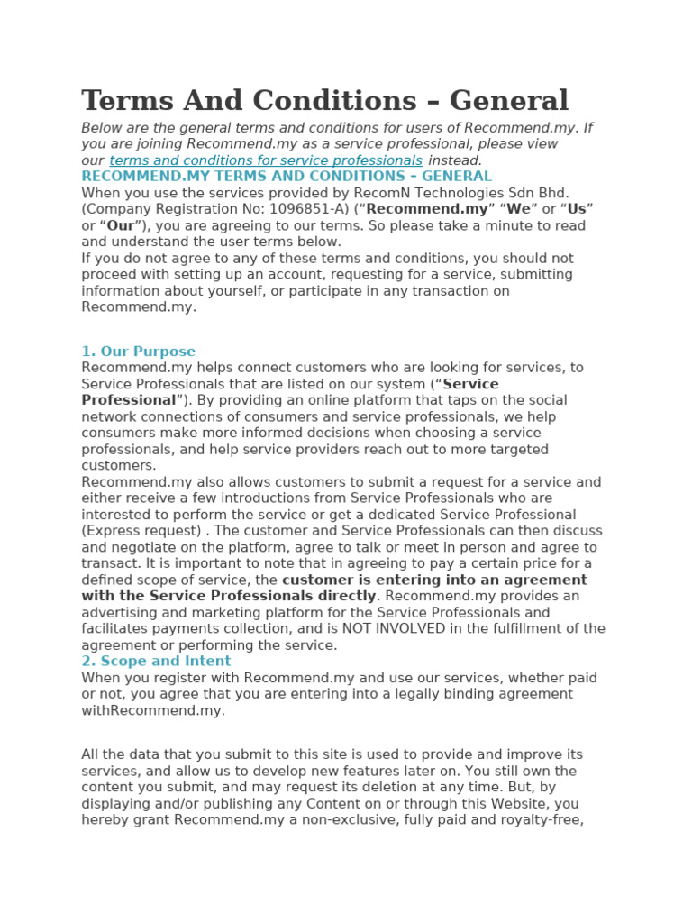 Terms and Conditions - User | PDF | Indemnity | Legal Liability