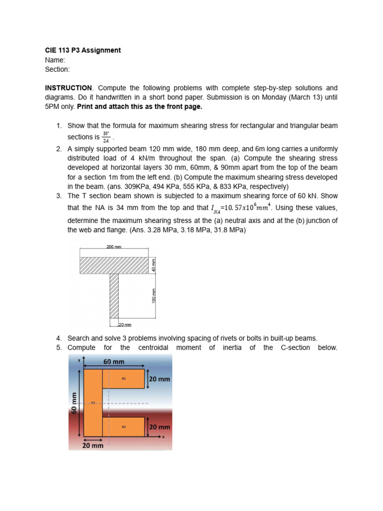Template - CIE 113 P3 Assignment | PDF