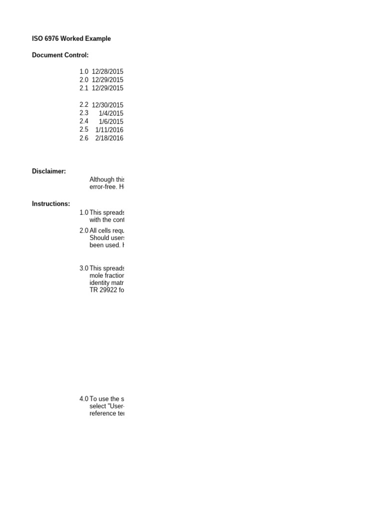 ISO6976 Excel Sheet Linked To Annex D - Examples - 26 | PDF ...