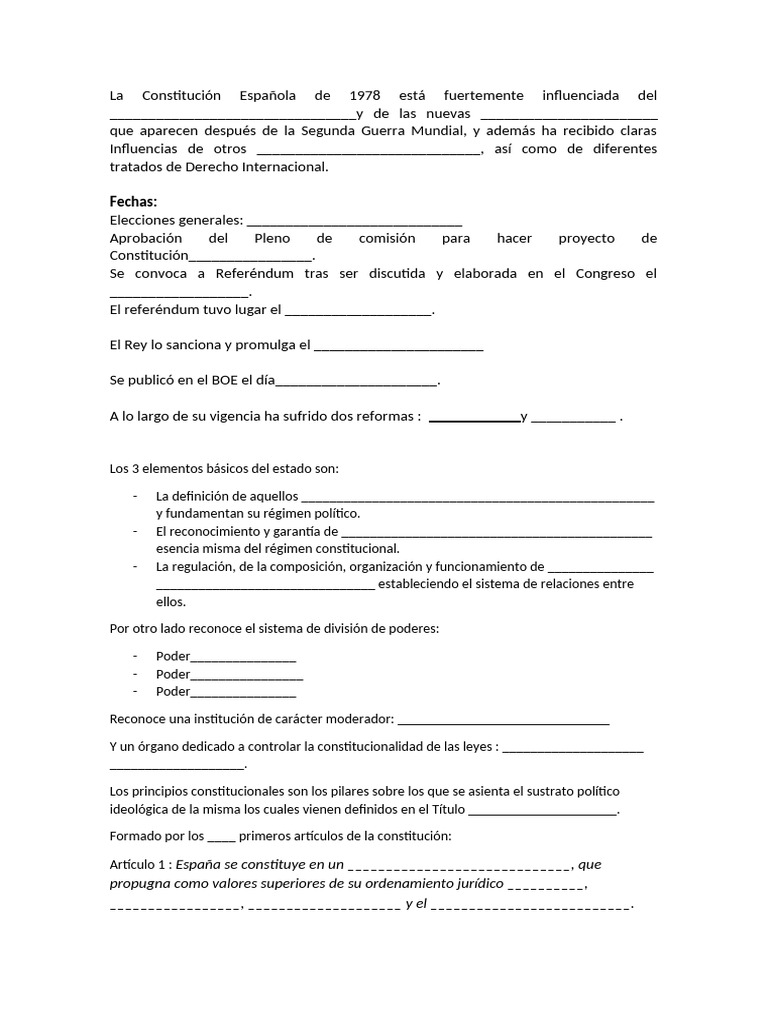 rellenar constitución 1 | PDF | Constitución | España