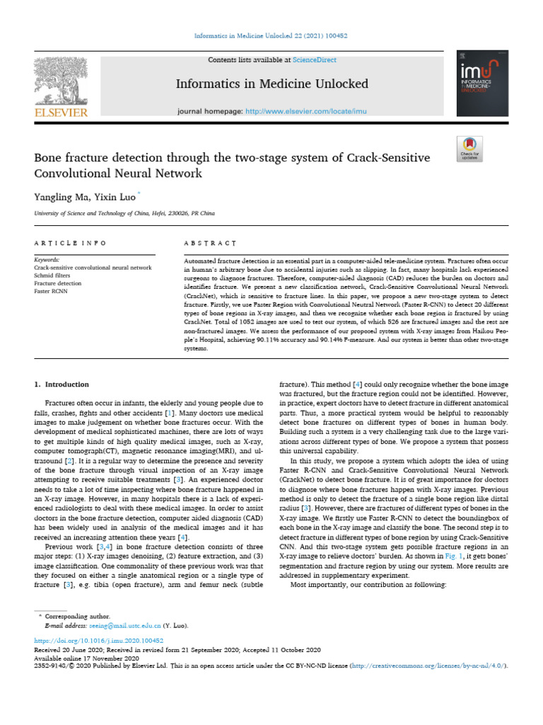 Bone Fracture Detection Through The Two-Stage System of Crack-Sensitive ...