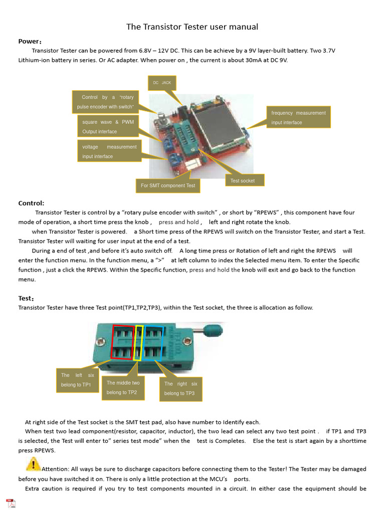 Transistor Tester User Manual Guide | PDF | Field Effect Transistor ...