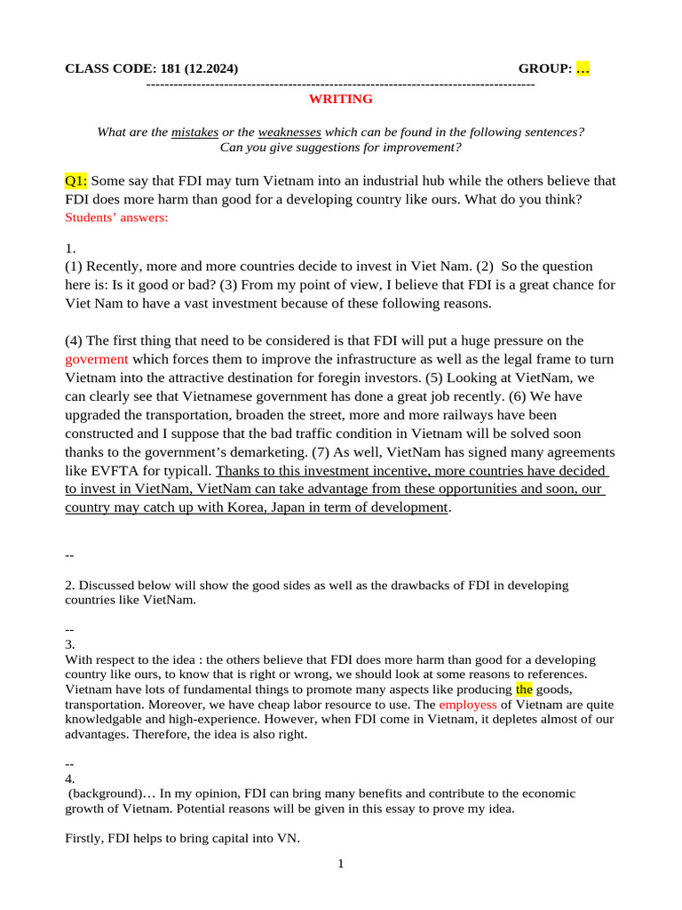 Writing exercise.ss | PDF | Foreign Direct Investment | Pepsi