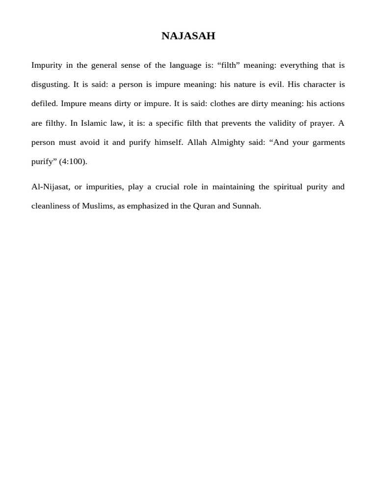 Understanding Najasah in Islam | PDF | Idolatry