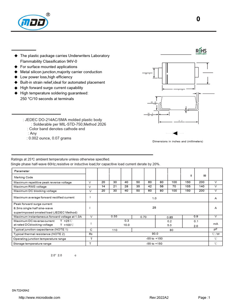 C2480 肖特基二极管 SS14 规格书 WJ405666 | PDF | Electrical Equipment | Materials ...