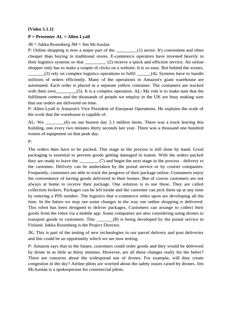 unit 5 logistics | PDF | Delivery (Commerce) | Logistics