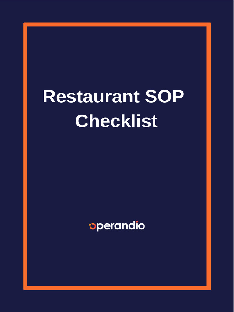Restaurant SOP Checklist | PDF | Waiting Staff | Tableware