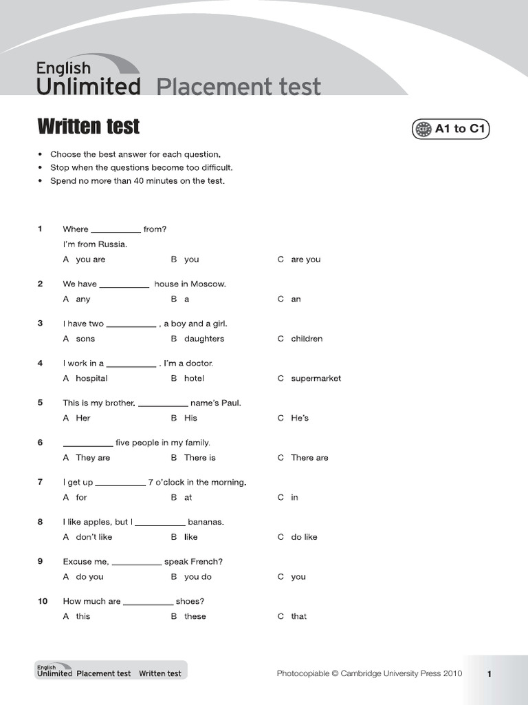 Cambridge Placement Test Pdf