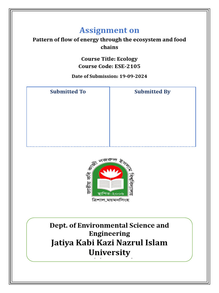 Ecology Assignment | PDF | Food Web | Ecosystem