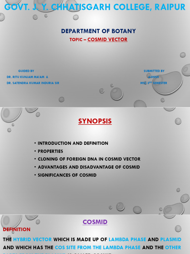 Cosmid Ashish MSC 3rd Sem-1 | PDF | Molecular Cloning | Vector ...