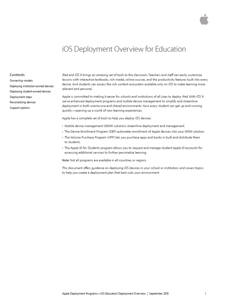 iOS 9 iPad Deployment for Schools | PDF | I Cloud | Ios