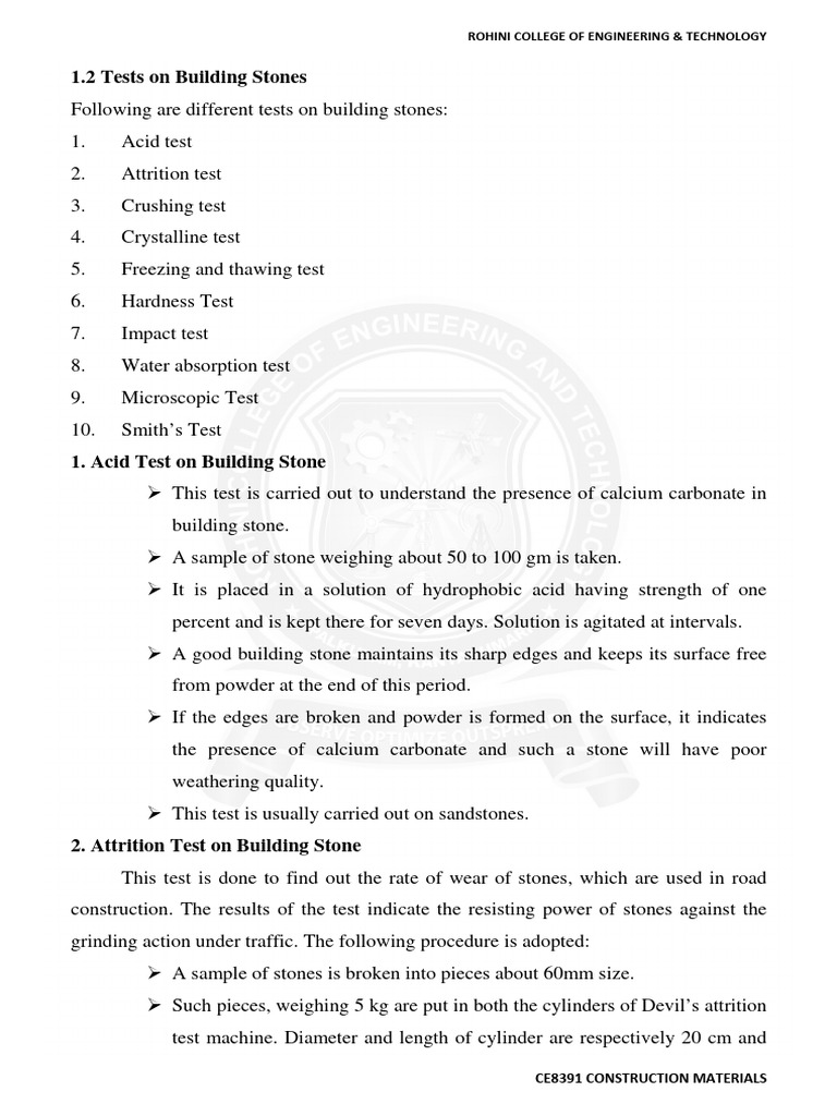 Testing of stone | PDF | Water | Wear