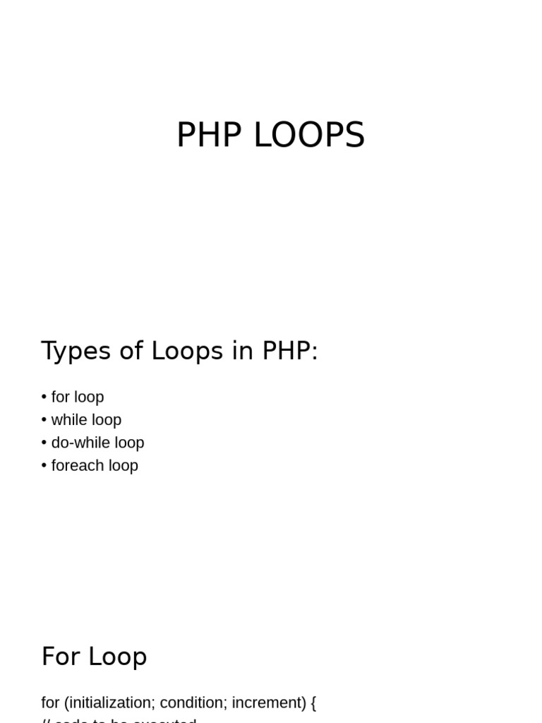 PHP Loop Types and Examples | PDF
