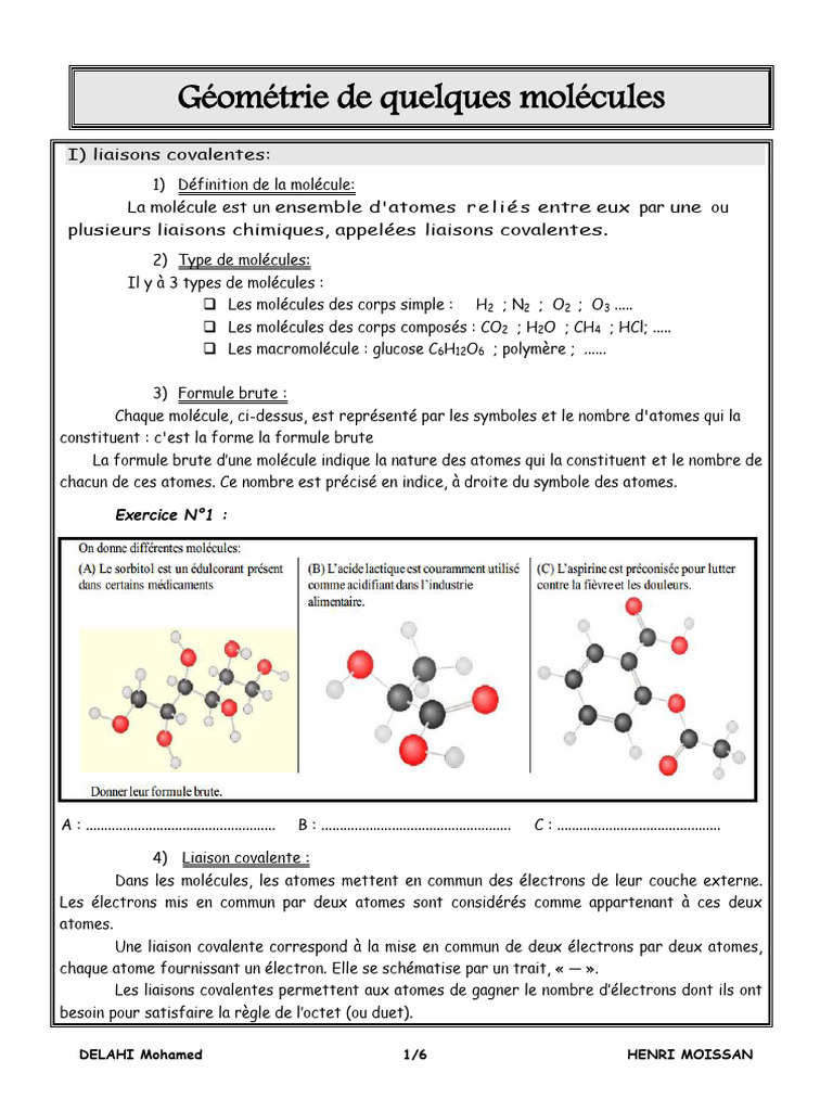 Géométrie et types de molécules | PDF | Liaison chimique | Liaison ...