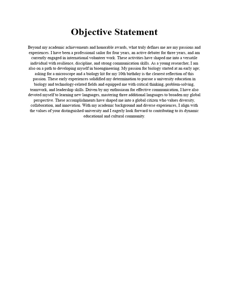 Objective Statements | PDF