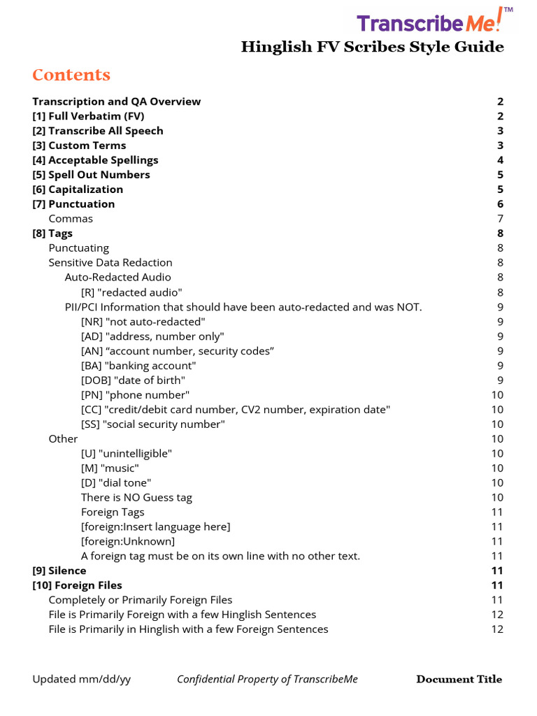Hinglish FV Scribes Style Guide | PDF | Letter Case | Comma