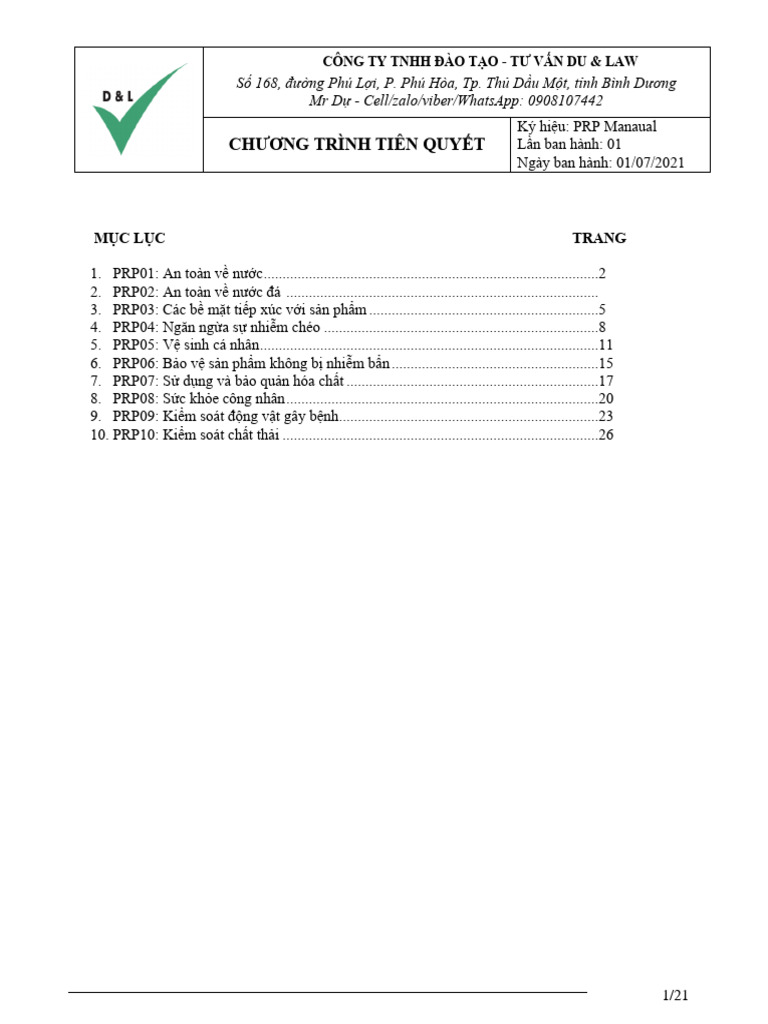 Chuong Trinh Tien Quyet SSOP-PRP | PDF