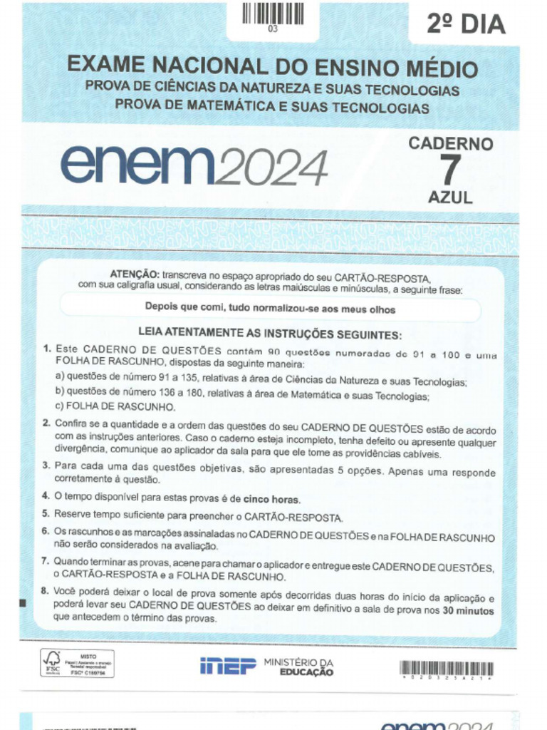 Prova Enem 2o Dia Azul 1 Compressed | PDF