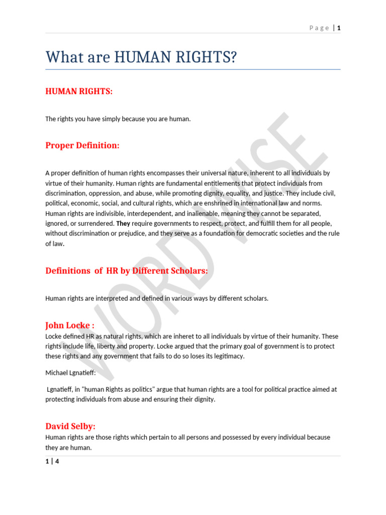 What are HUMAN RIGHTS | PDF | Human Rights | Discrimination