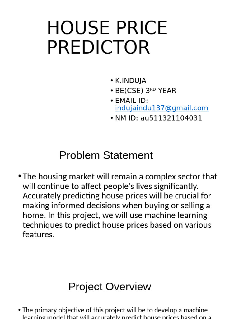 House Price Predictor PPT Project | PDF | Regression Analysis | Machine ...
