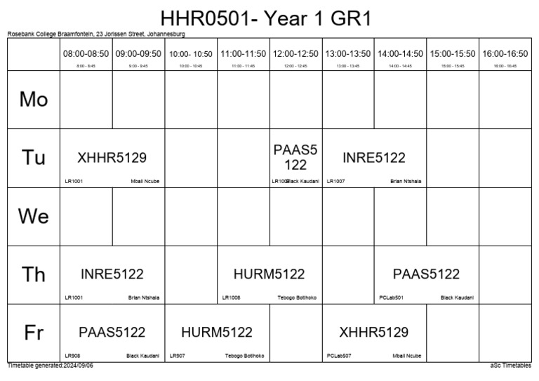 HHR0501 - Year 1 GR1 11 | PDF