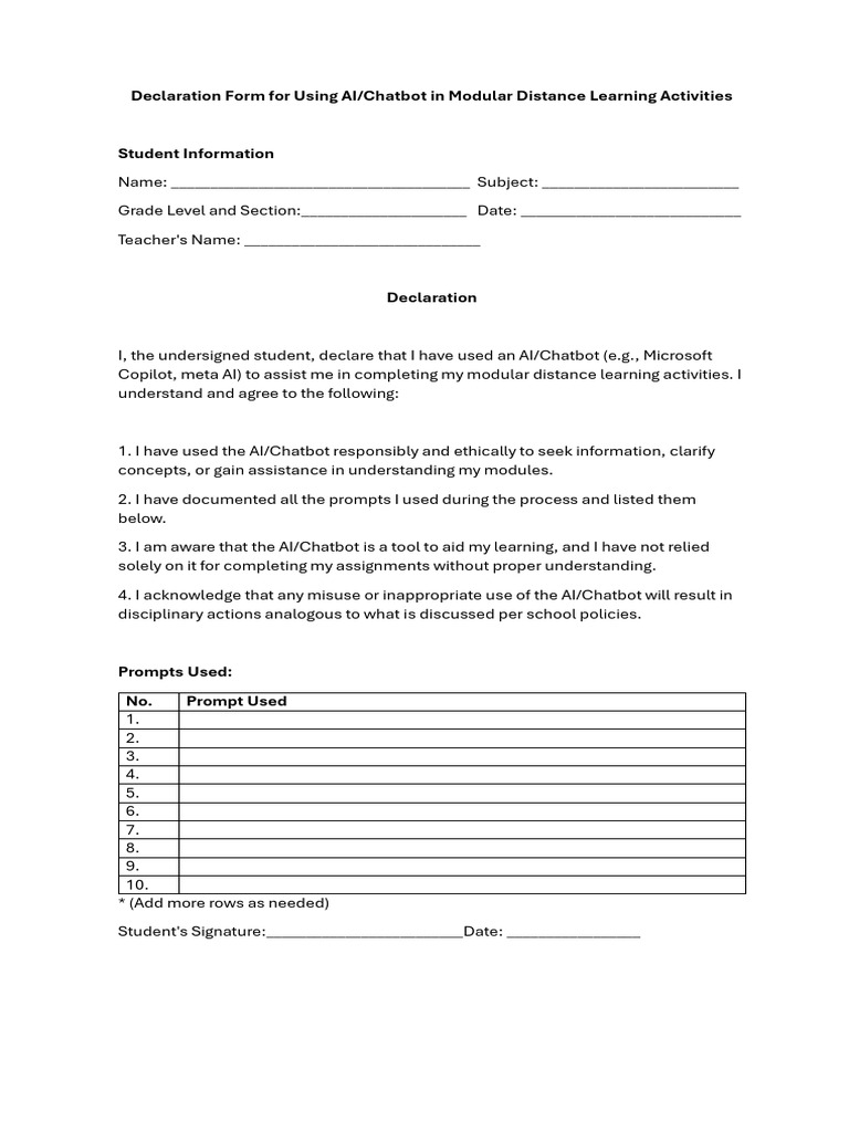 Declaration-Form-for-Using-AI | PDF