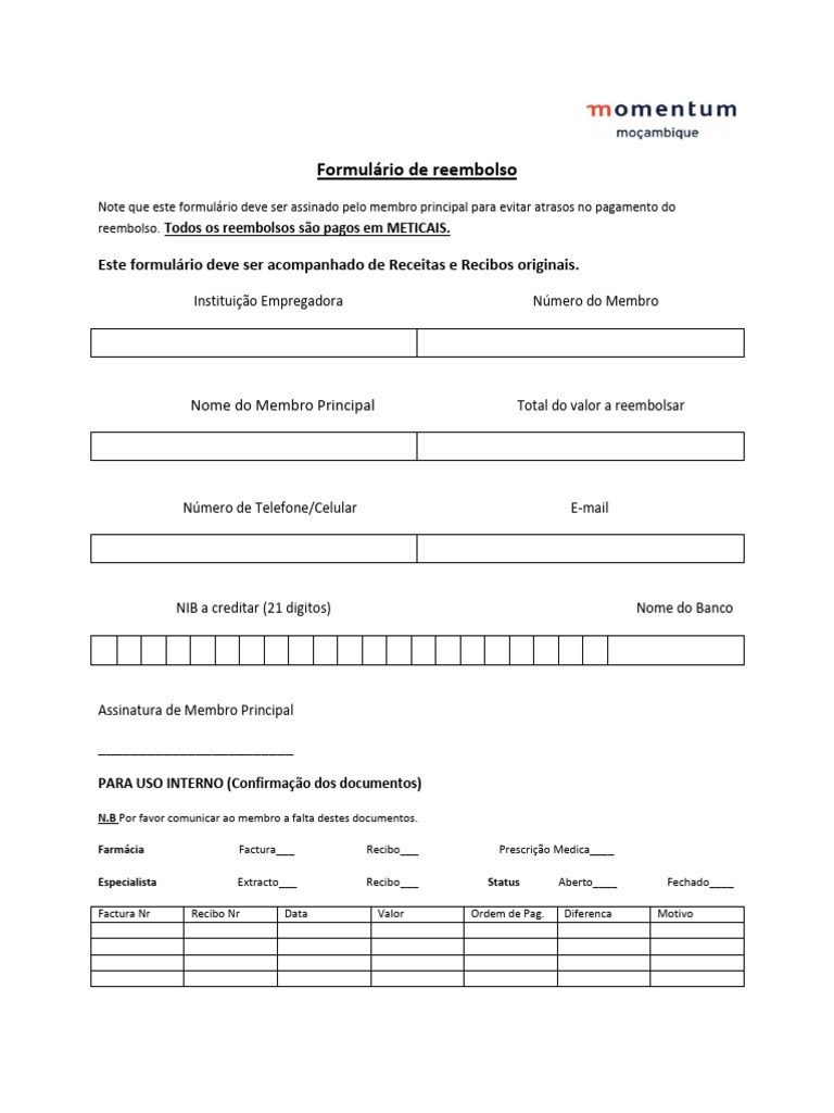 Formulario de Reembolso | PDF