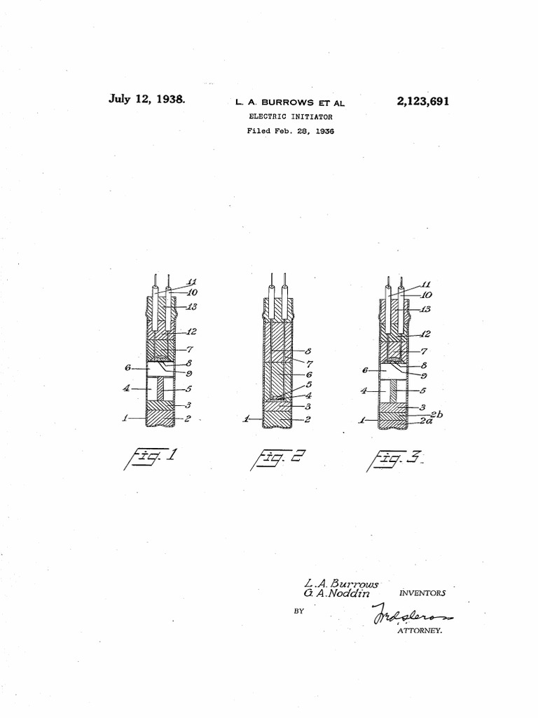 US2123691 Electric Initiator | PDF | Shell (Projectile) | Combustion