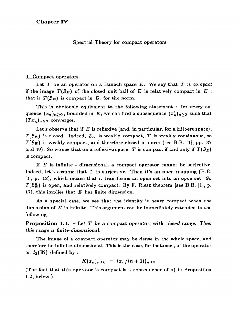 Chapter IV Spectral Theory For Compact Operators 1988 | PDF | Geometry | Topology