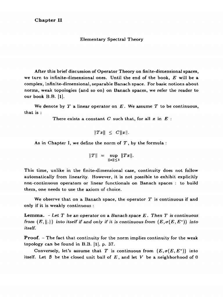 Chapter Ii Elementary Spectral Theory 1988 Pdf Continuous Function Operator Mathematics