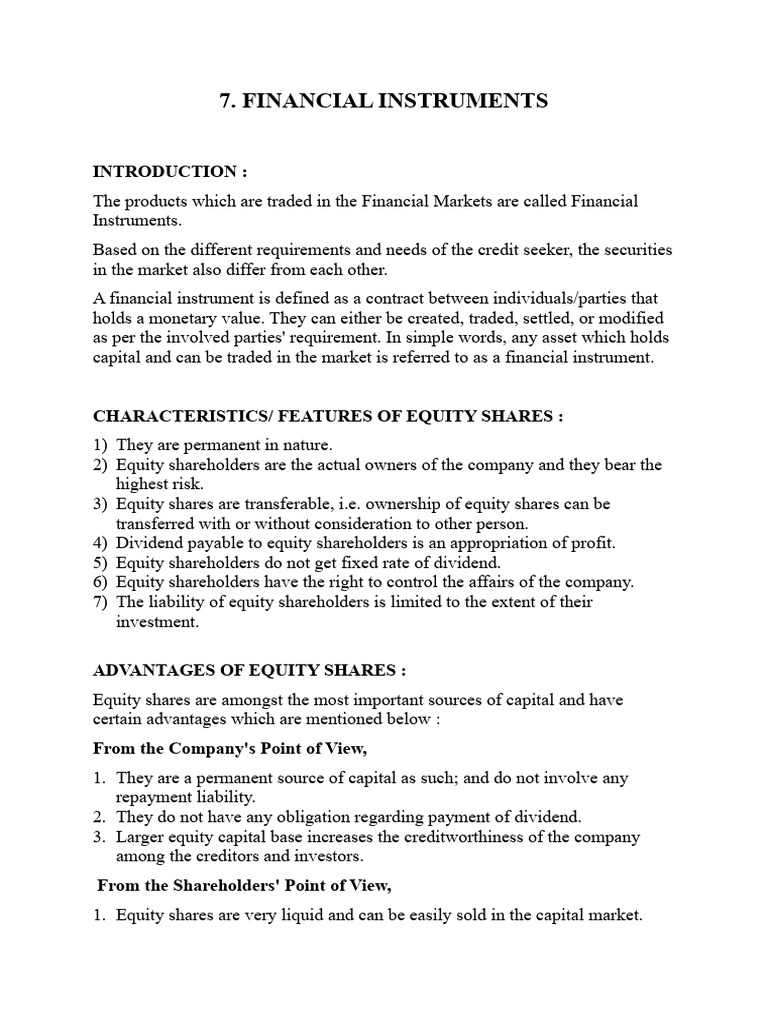 7 - FINANCIAL INSTRUMENTS | PDF | Stocks | Dividend