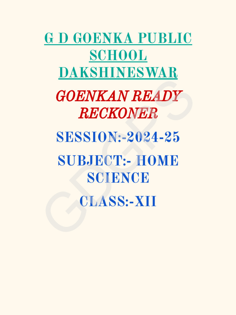 Home Science Ready Reckoner Xii GDGPSD 2024-25 | PDF | Mass Media ...
