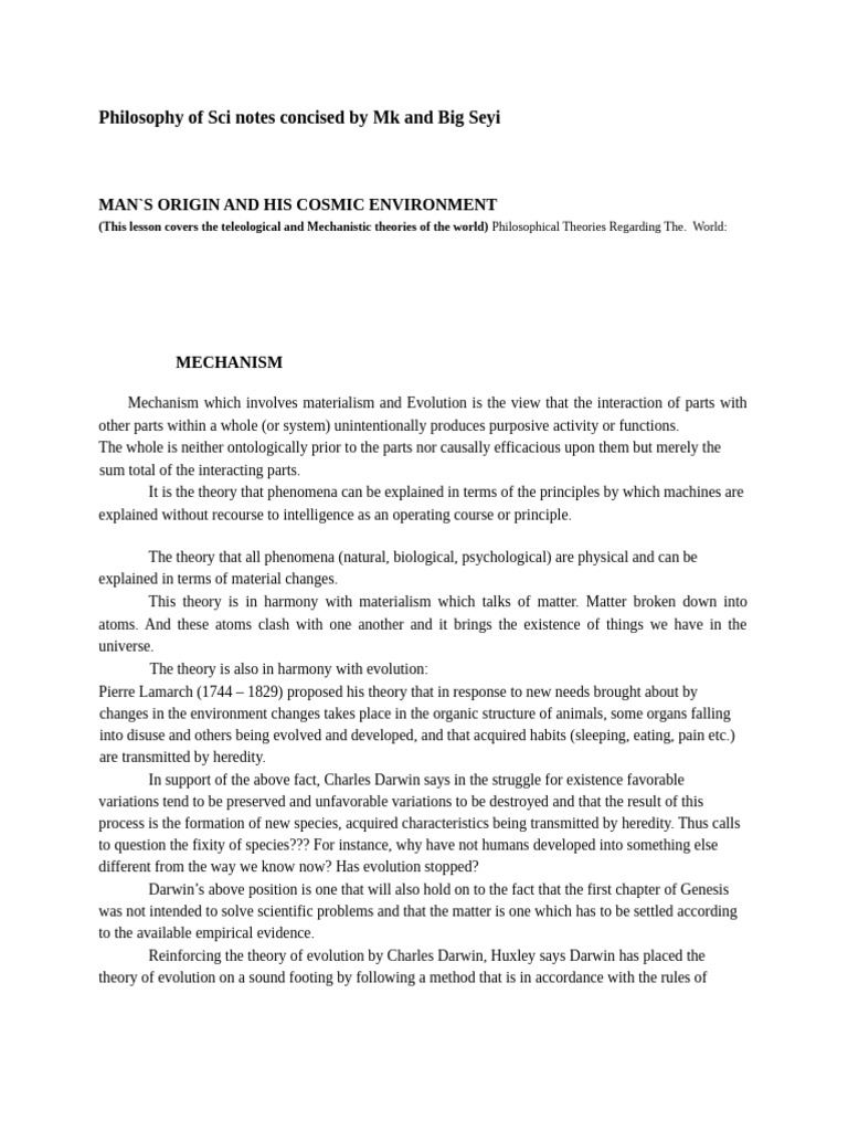 Philosophy of Sci Notes Concised by MK and Big Seyi | PDF | Nous ...