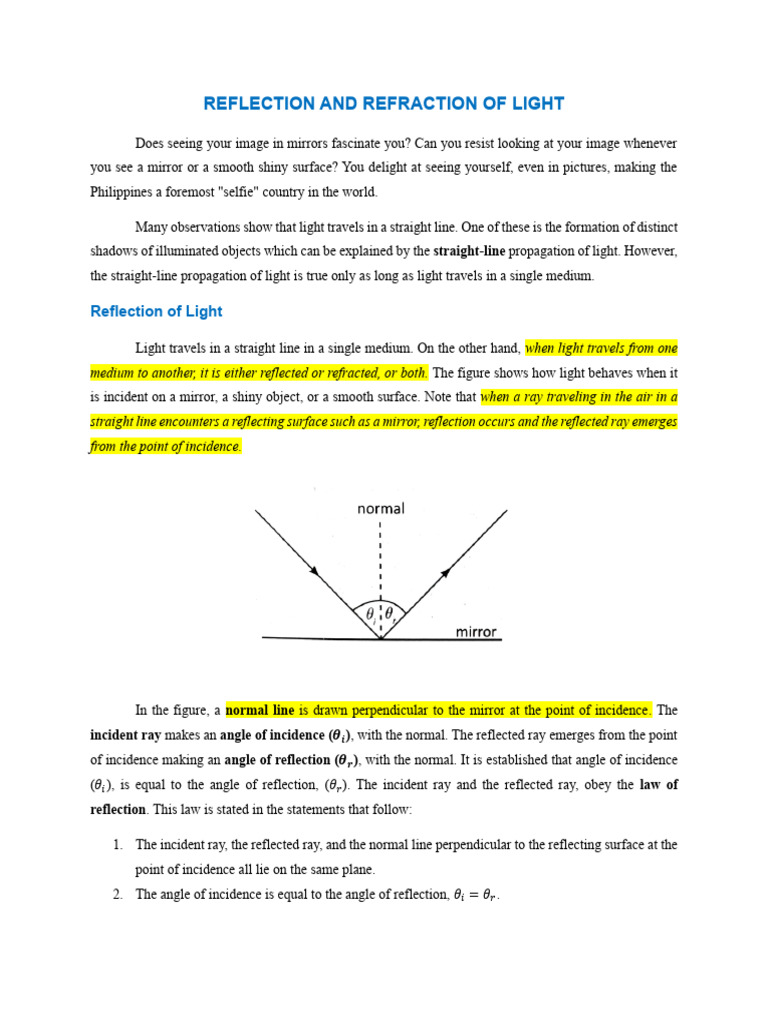 Understanding Light Reflection and Refraction | PDF | Light | Reflection (Physics)