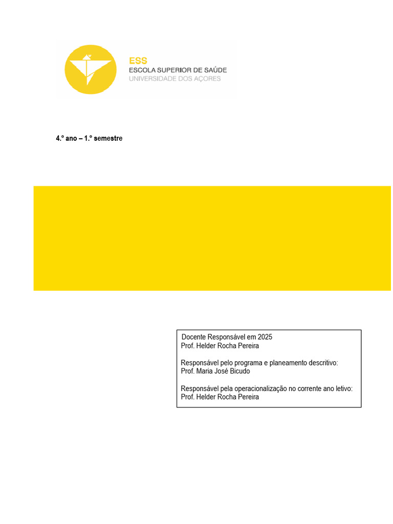 Planeamento Descritivo ECCSP HIII alunos da ESS | PDF | Enfermagem | Pedagogia