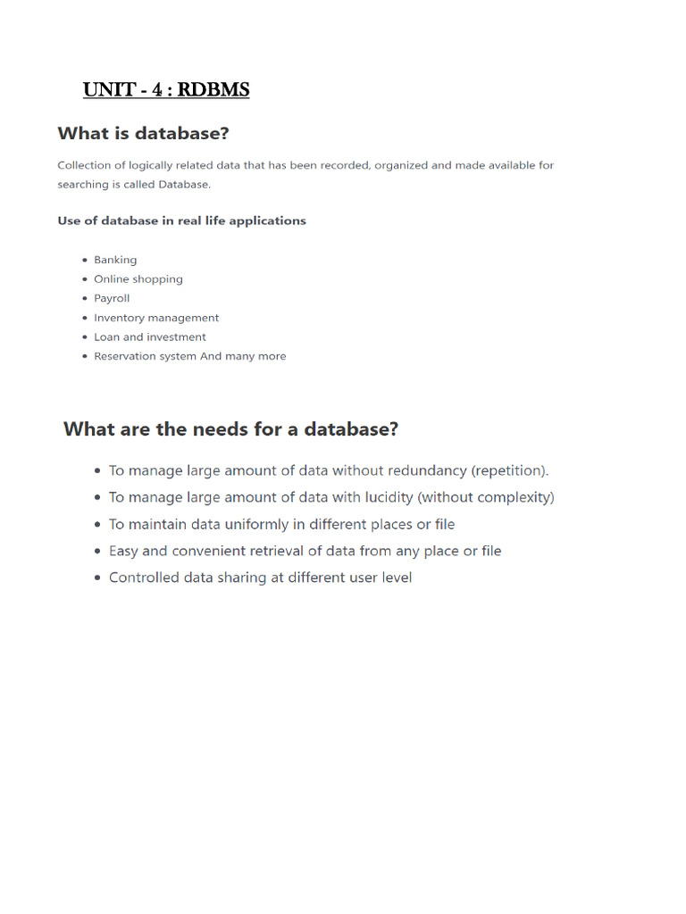 Unit 4 RDBMS Xi | PDF