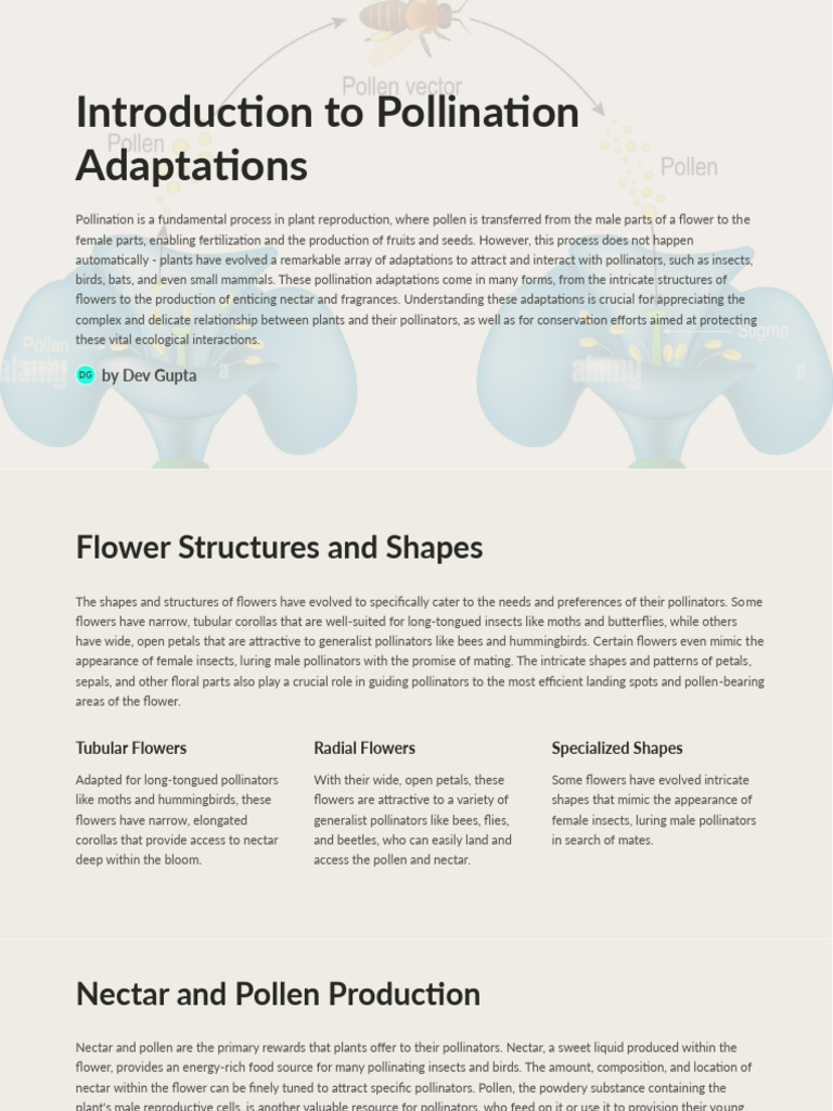 Introduction To Pollination Adaptations | PDF | Pollinators | Flowers