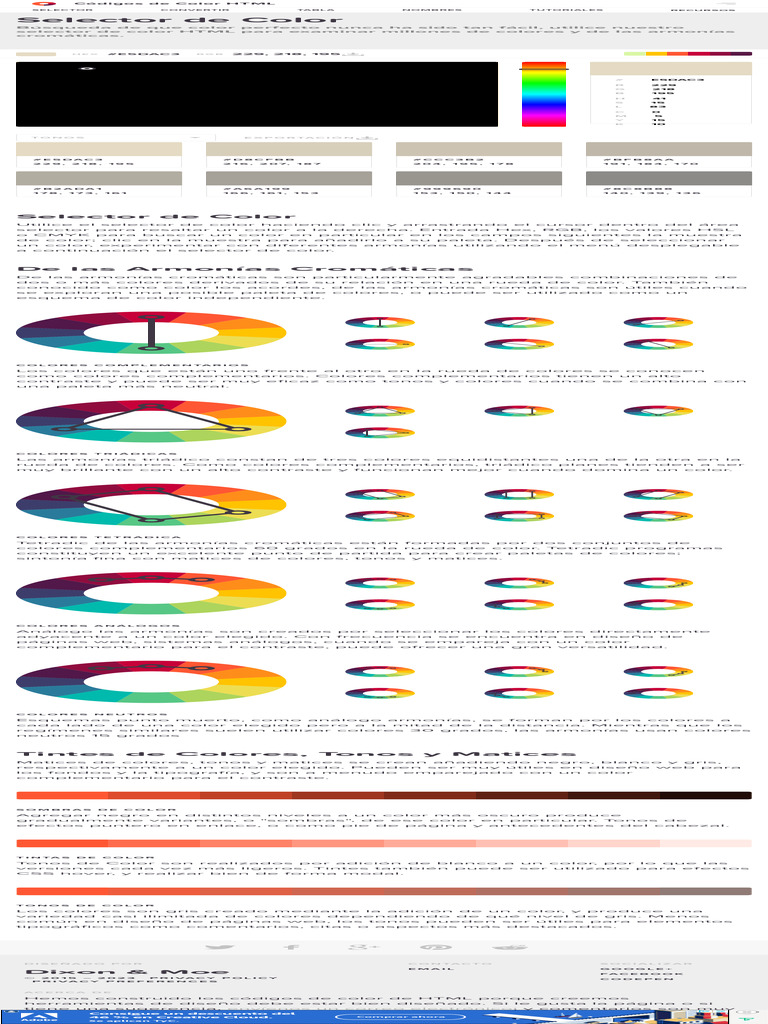 Selector de Color — Códigos de Colores HTML 2 | PDF | Color | Ligero
