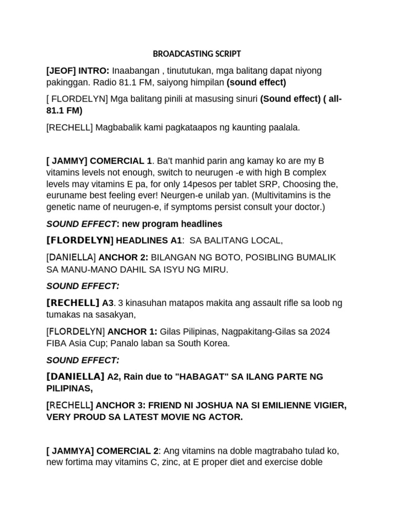 BROADCASTING-SCRIPT | PDF