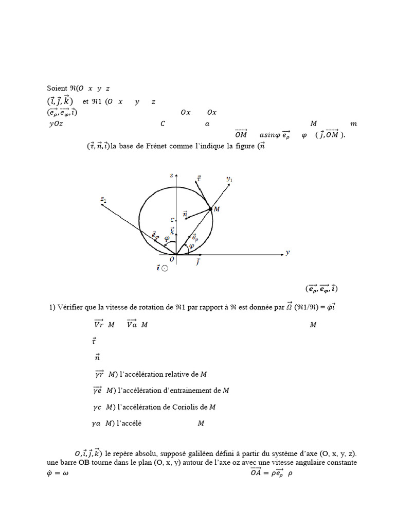 Mécanique du point : Exercices S1 SMI/A | PDF | Accélération | Rotation