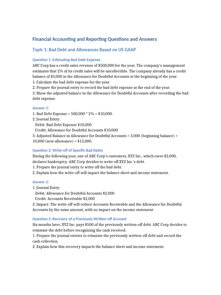 Financial Accounting Questions and Answers | PDF | Debits And Credits ...