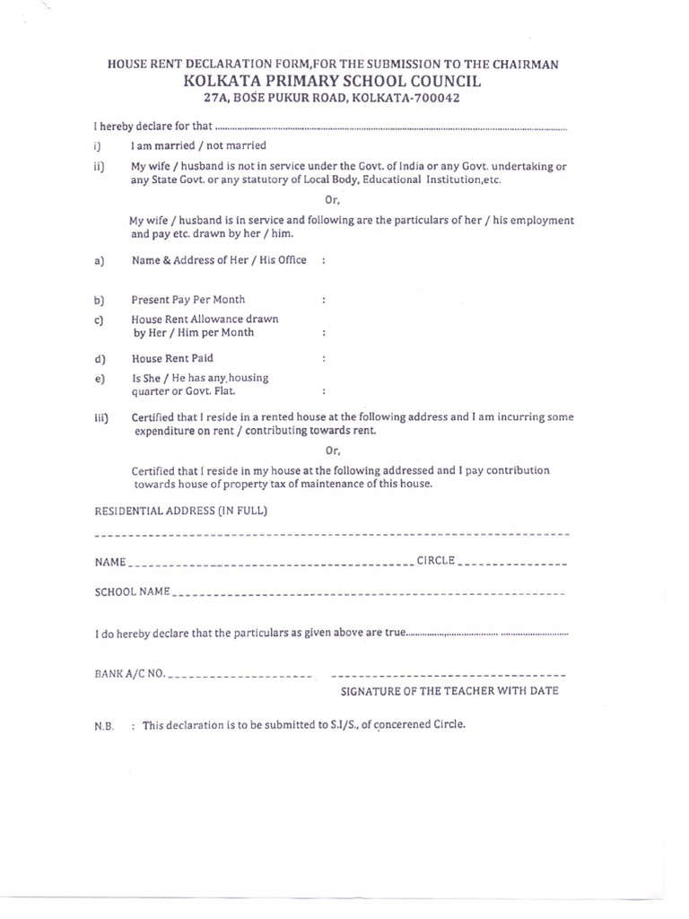 HRA Declearation format | PDF