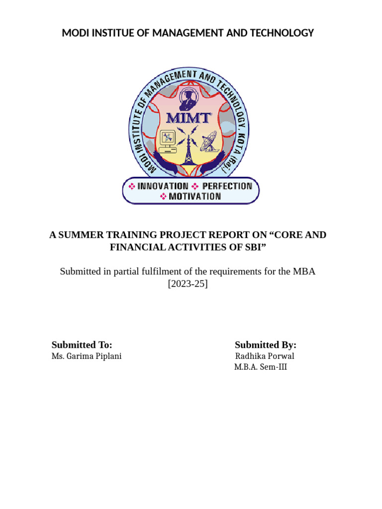 Sbi Summer Internship Project Correct 1 PDF | PDF | Banks | Personal ...