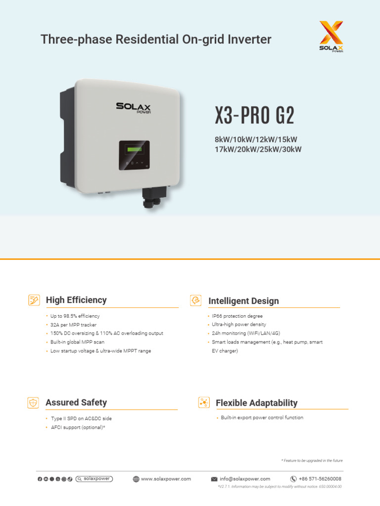Solax x3 Pro g2 Datasheet en | PDF | Electromagnetism | Power Engineering