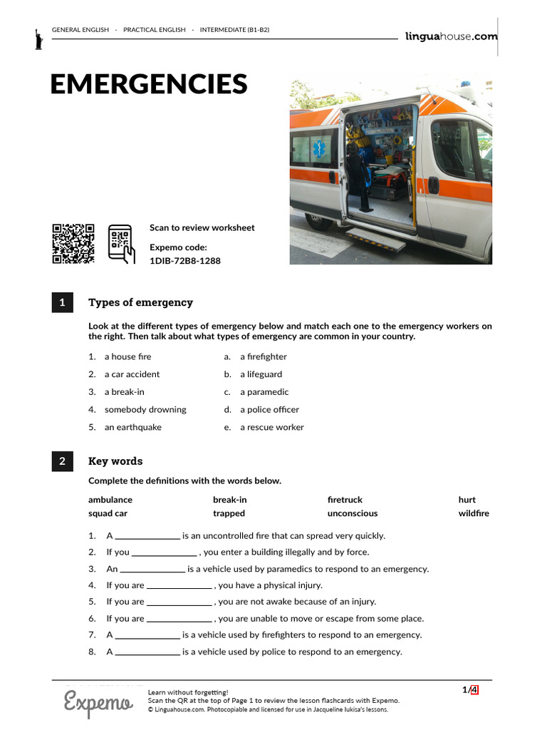 Activity 3 emergencies-american-english-teacher | PDF