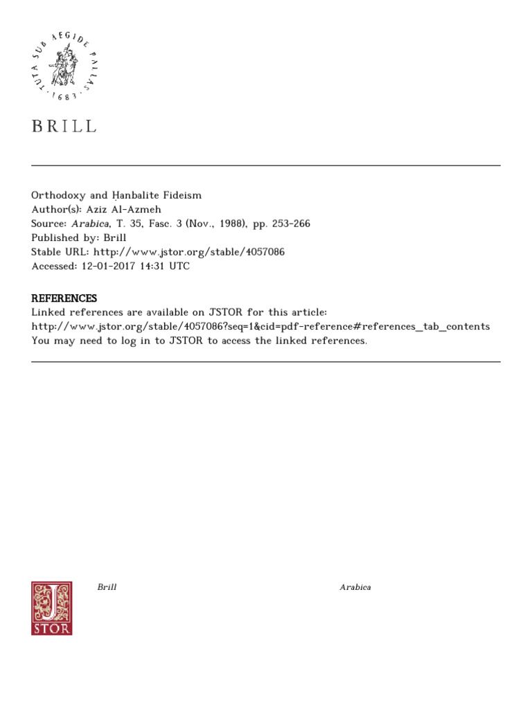 Hanbalite Orthodoxy and Fideism | PDF | Discourse | God In Islam